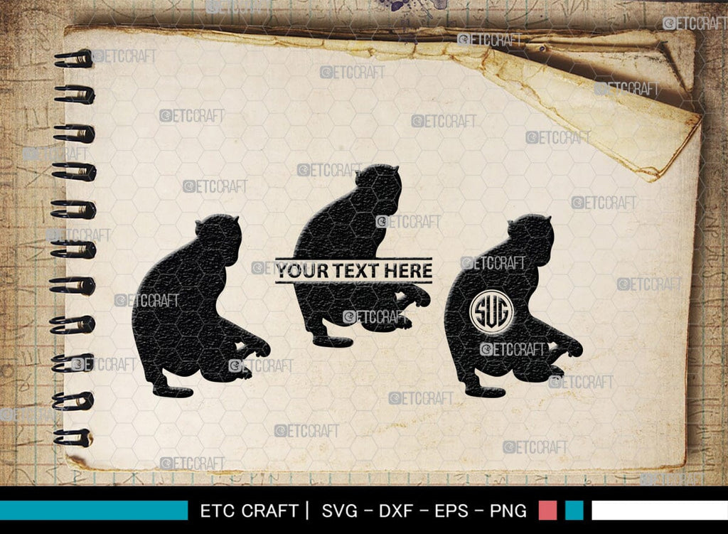 Monkey Monogram, Monkey Silhouette, Monkey SVG, Chimpanzee Svg, Gorilla ...