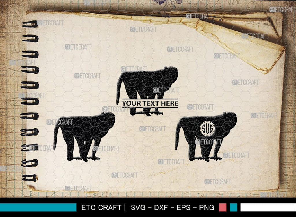 Monkey Monogram, Monkey Silhouette, Monkey SVG, Chimpanzee Svg, Gorilla ...