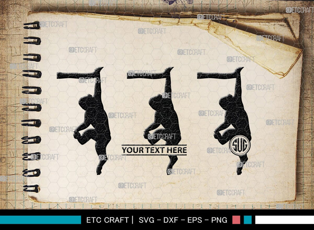 Monkey Monogram, Monkey Silhouette, Monkey SVG, Chimpanzee Svg, Gorilla ...