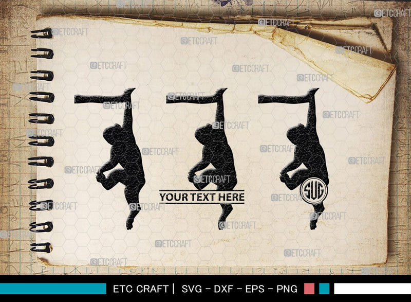 Monkey Monogram, Monkey Silhouette, Monkey SVG, Chimpanzee Svg, Gorilla ...