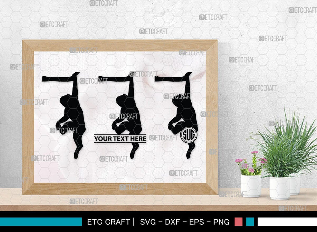 Monkey Monogram, Monkey Silhouette, Monkey SVG, Chimpanzee Svg, Gorilla ...