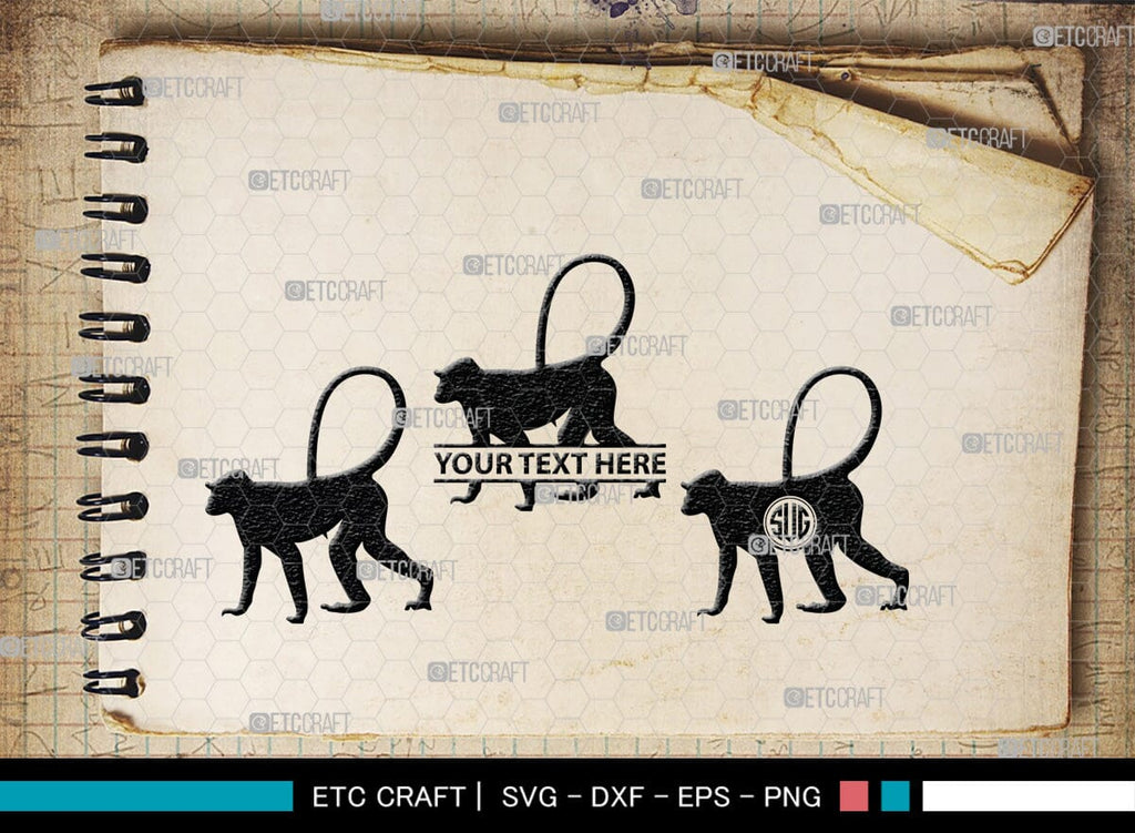 Monkey Monogram, Monkey Silhouette, Monkey SVG, Chimpanzee Svg, Gorilla ...