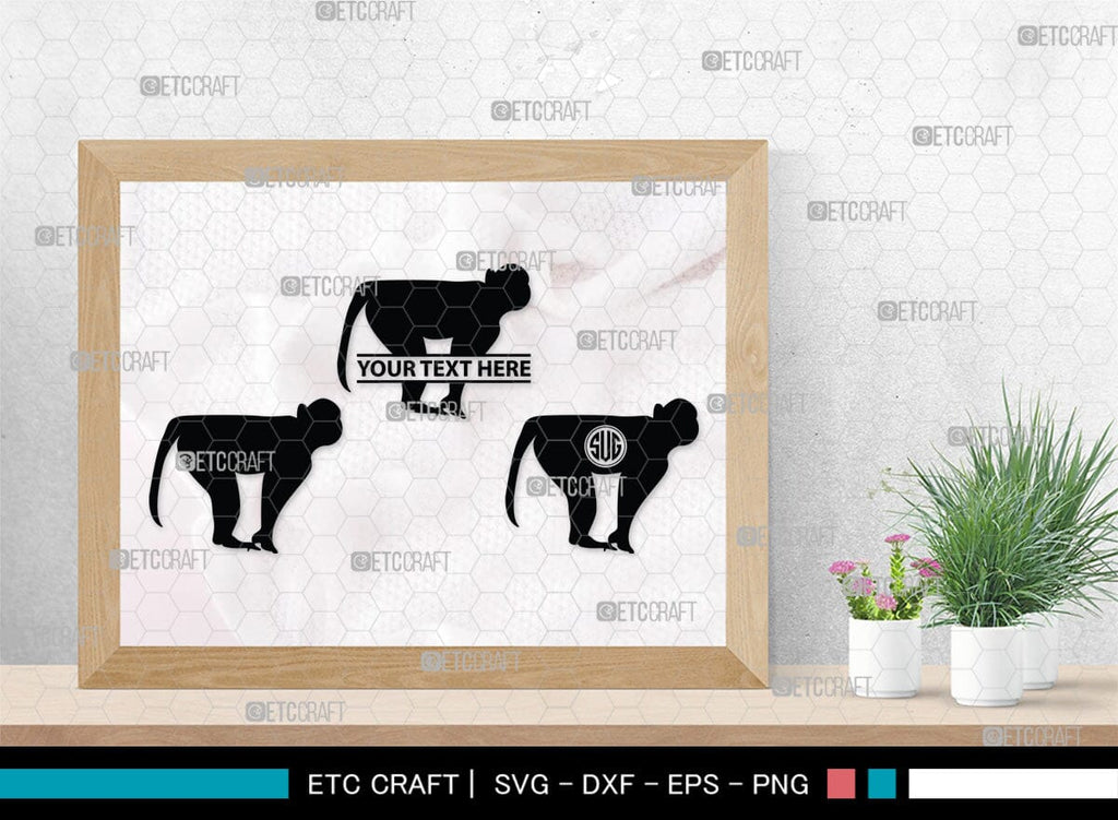 Monkey Monogram, Monkey Silhouette, Monkey SVG, Chimpanzee Svg, Gorilla ...