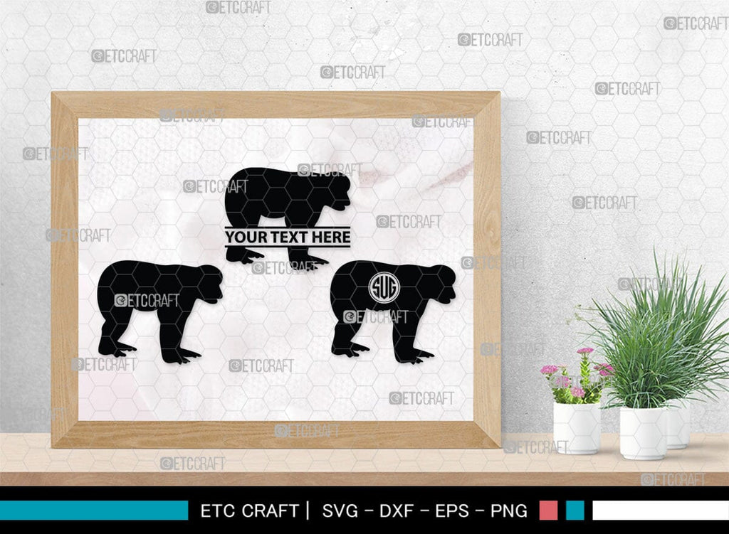Monkey Monogram, Monkey Silhouette, Monkey SVG, Chimpanzee Svg, Gorilla ...