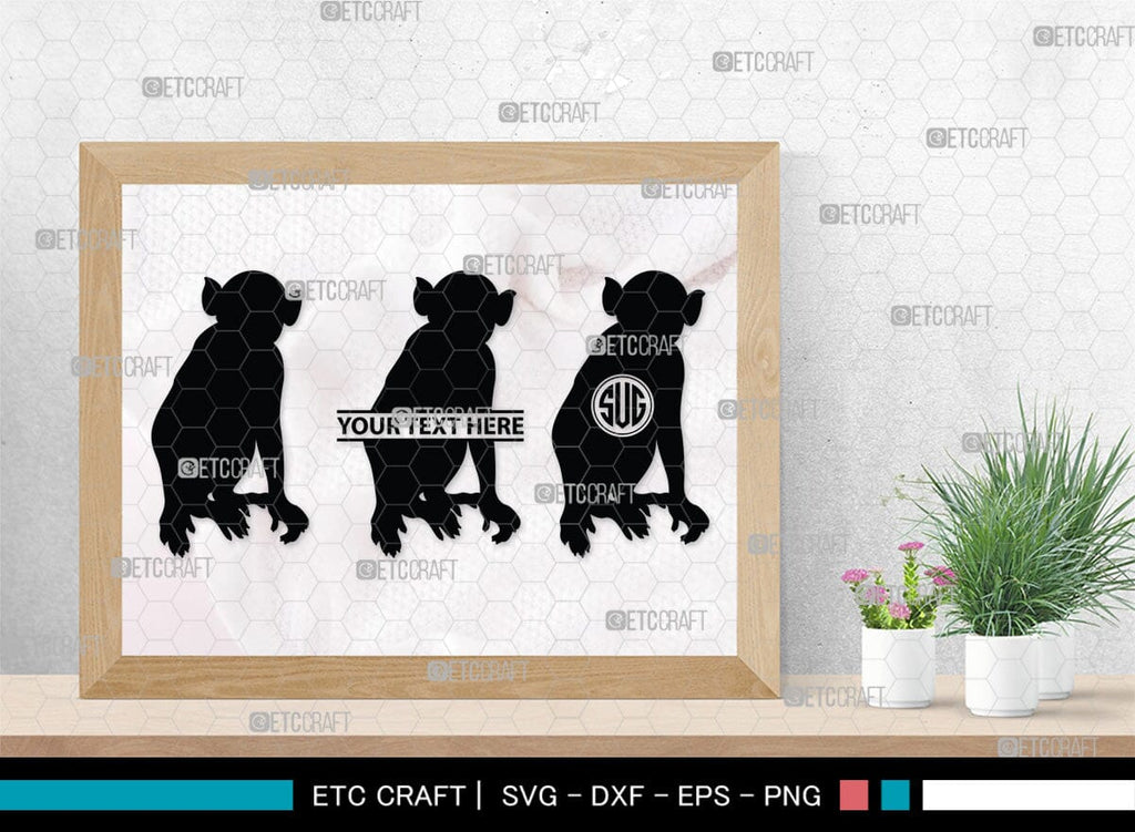 Monkey Monogram, Monkey Silhouette, Monkey SVG, Chimpanzee Svg, Gorilla ...