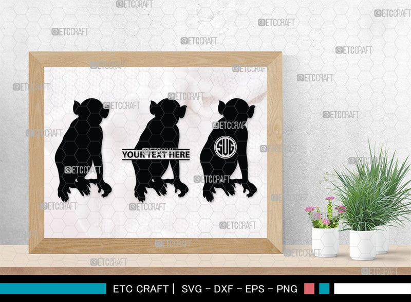 Monkey Monogram, Monkey Silhouette, Monkey SVG, Chimpanzee Svg, Gorilla ...
