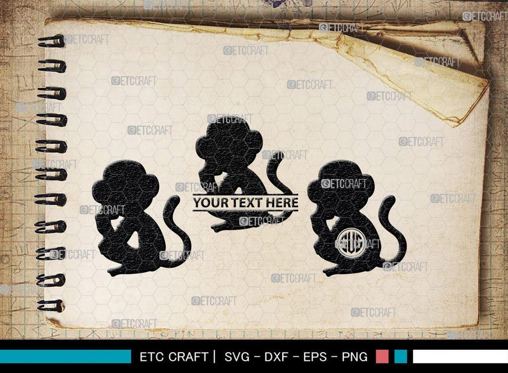 Monkey Monogram, Monkey Silhouette, Monkey SVG, Chimpanzee Svg, Gorilla ...