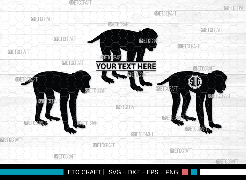 Monkey Monogram, Monkey Silhouette, Monkey SVG, Chimpanzee Svg, Gorilla ...