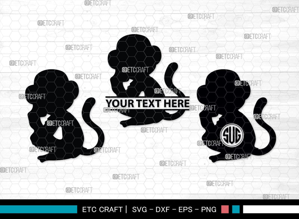Monkey Monogram, Monkey Silhouette, Monkey SVG, Chimpanzee Svg, Gorilla ...