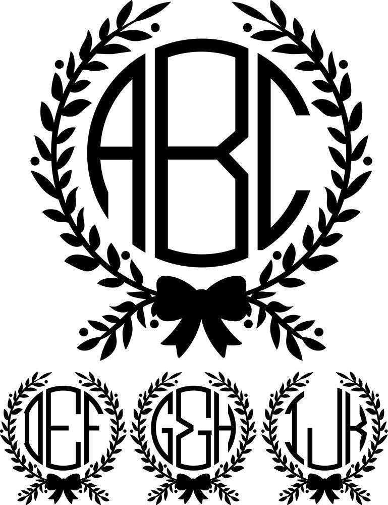 Monogram Basic Bow Wreath Font - So Fontsy