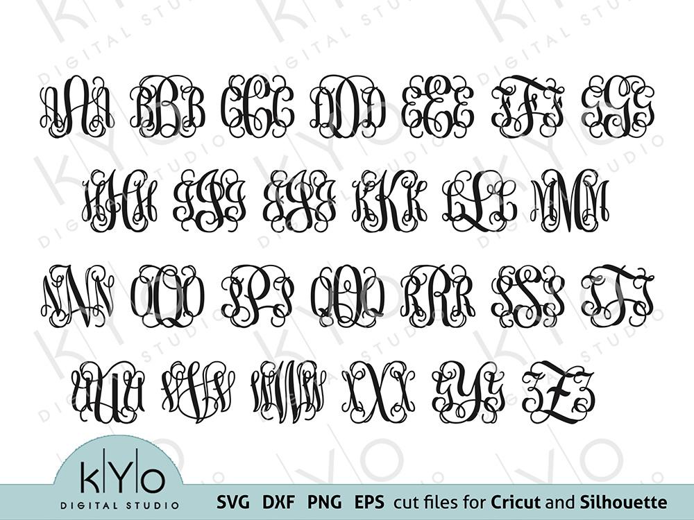 Monogram Font Letters Svg Png Dxf Files Bundle - So Fontsy