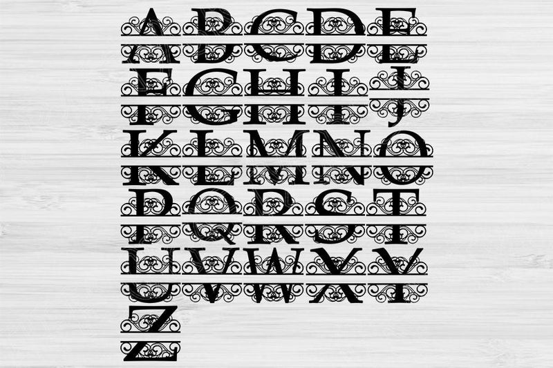 Monogram Font Svg, Split Letter Svg Dxf, Eps, Png For Cricut, Glowforge ...