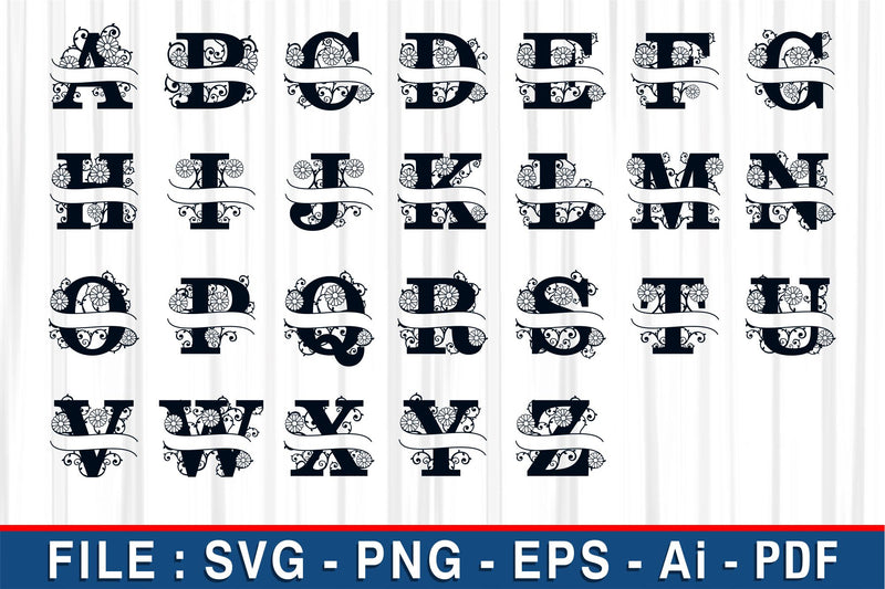 Monogram Font SVG Sublimation Designs Set A-Z, Monogram Alphabet SVG ...