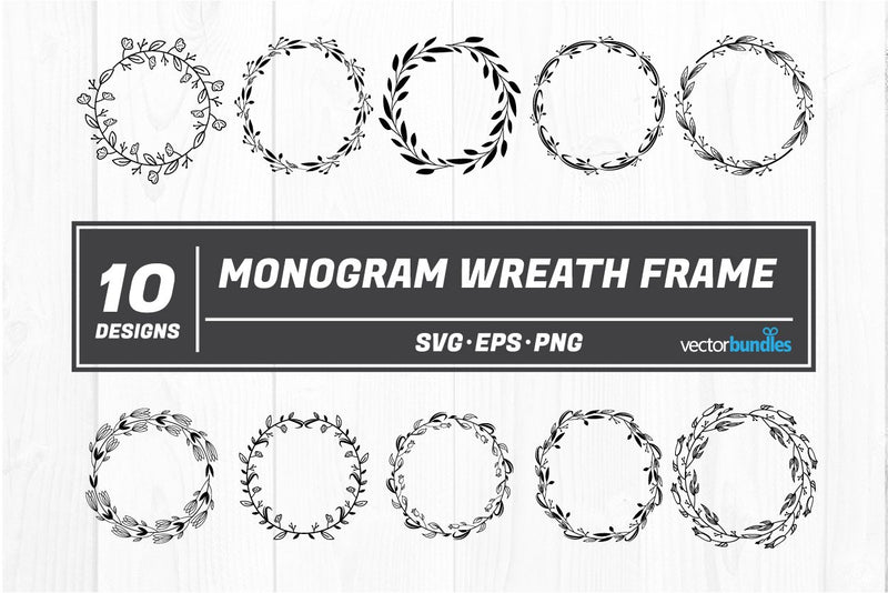 Monogram frame wreath svg bundle - So Fontsy