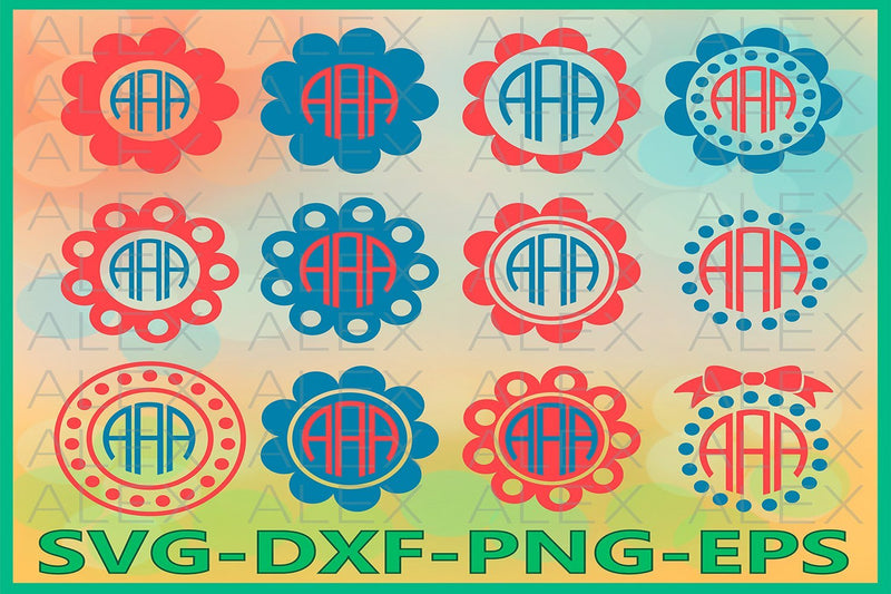 Monogram Frames SVG, Flower Circle - So Fontsy