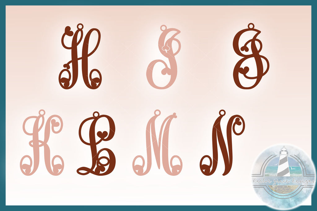 Monogram Initials Hearts Earring SVG Bundle Faux Leather Jewelry - So ...