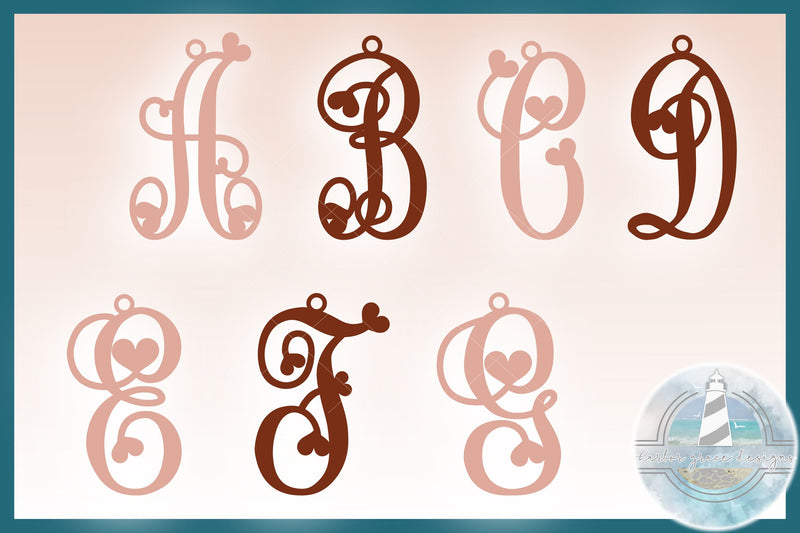 Monogram Initials Hearts Earring SVG Bundle Faux Leather Jewelry - So ...