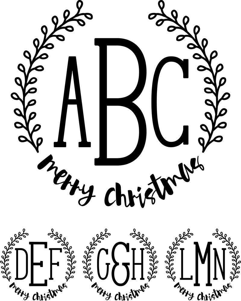 Monogram Serif - Merry Christmas Wreath Font - So Fontsy