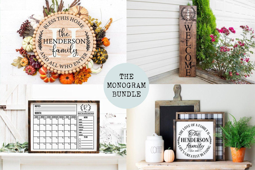 Monogram SVG Bundle - Established Sign, Front Porch Sign SVG - So Fontsy
