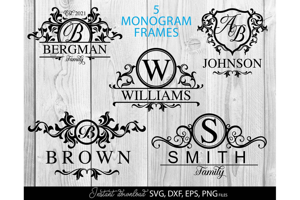 Monogram SVG Bundle, Family Monogram SVG, Last Name Monogram Frame ...