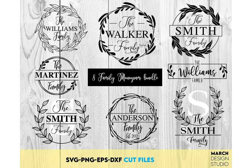 Monogram SVG Bundle, Family Monogram SVG, Last Name Monogram Frame ...
