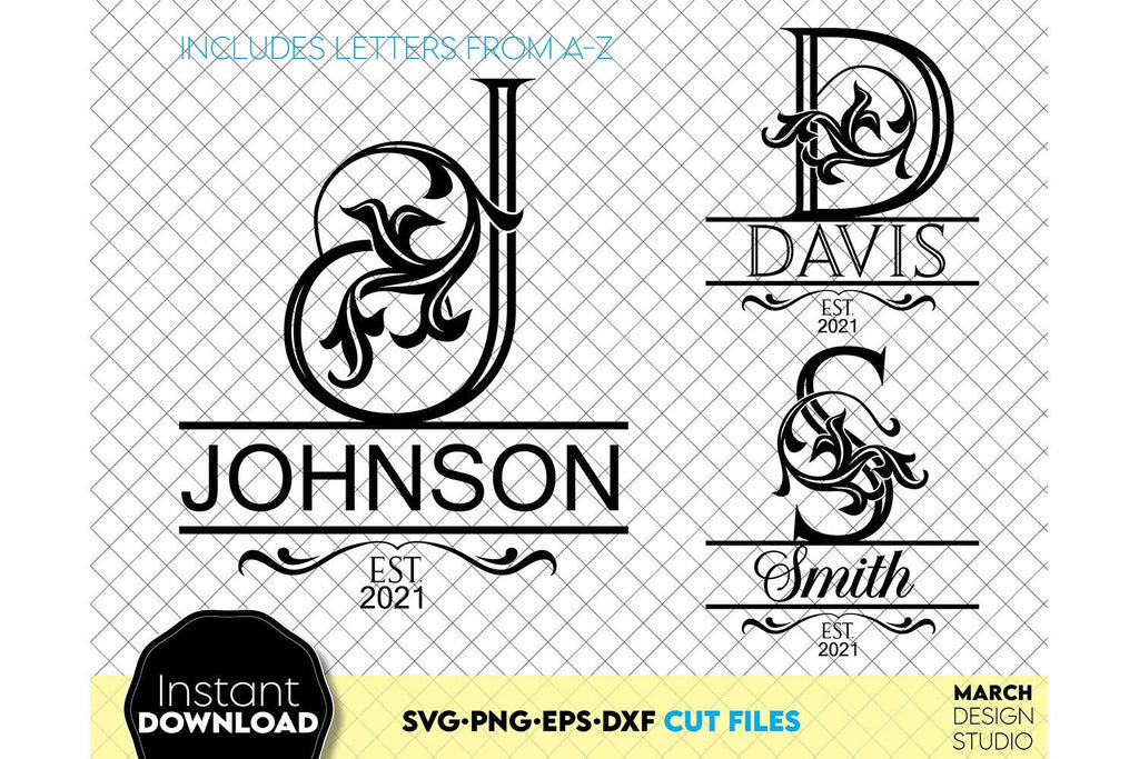 Monogram SVG, Split Monogram SVG, Monogram Letter SVG, Monogram ...