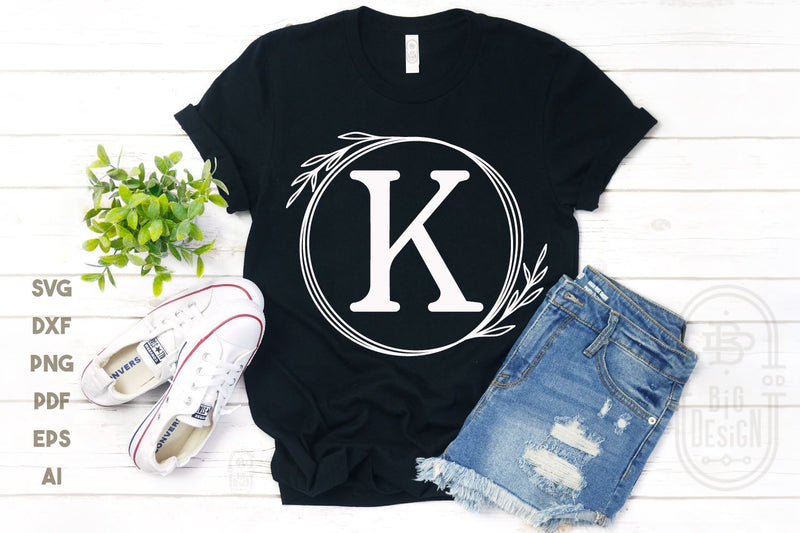 Monogram Wreath Font - Monogram with Laurel Wreath SVG - So Fontsy