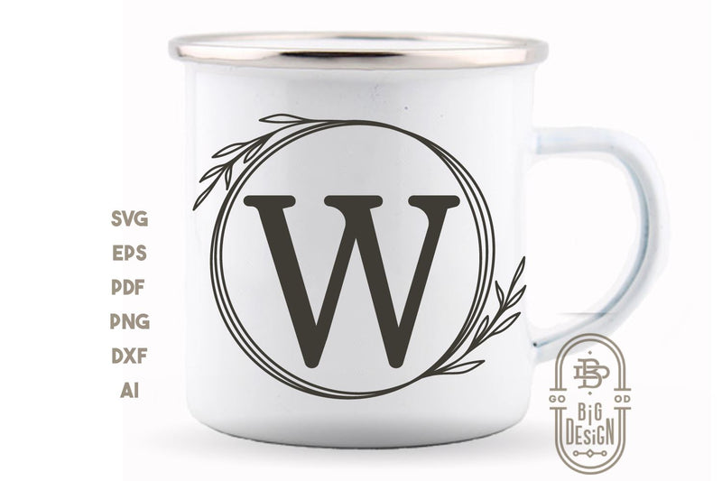 Monogram Wreath Font - Monogram with Laurel Wreath SVG - So Fontsy