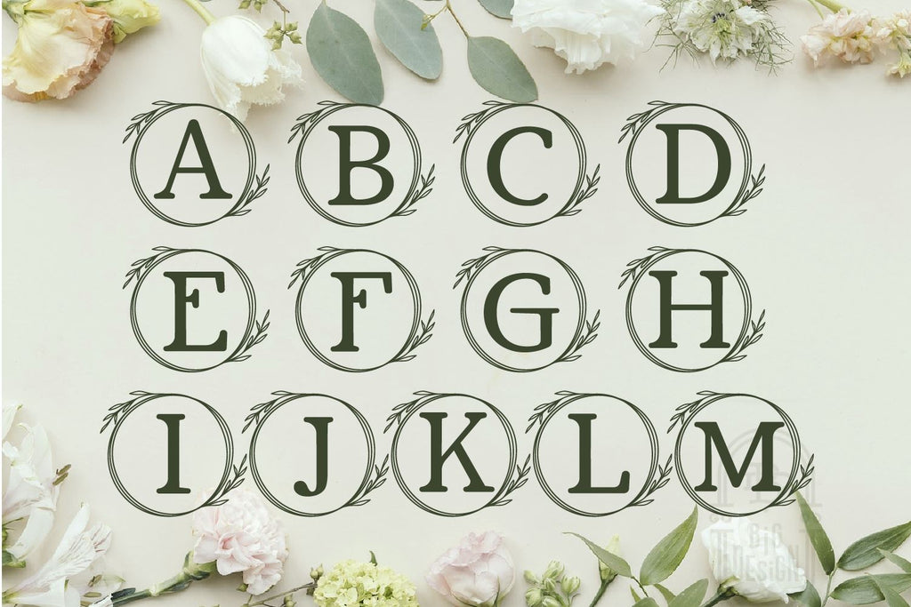 Monogram Wreath Font - Monogram with Laurel Wreath SVG - So Fontsy
