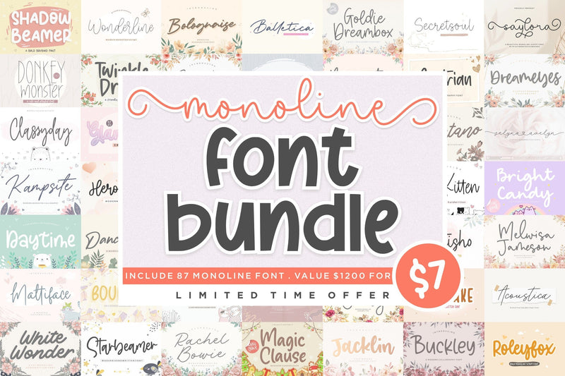 Monoline Font Bundle! - So Fontsy
