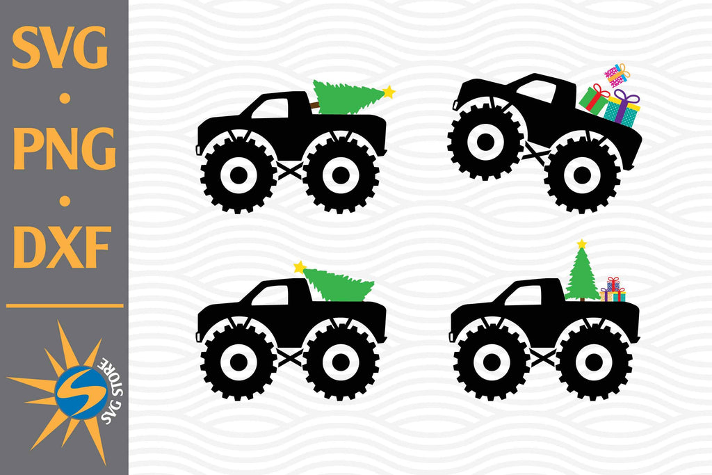 Monster Truck Christmas SVG, PNG, DXF Digital Files Include - So Fontsy