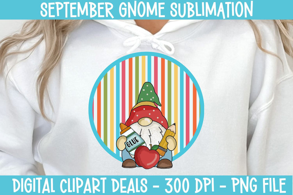 Month of September Gnome Sublimation Design - Back to School Design ...