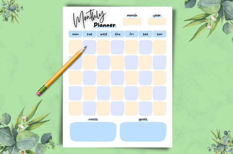 Monthly Planner Printable Canva Template - So Fontsy