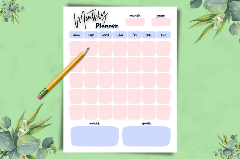 Monthly Planner Printable Canva Template - So Fontsy