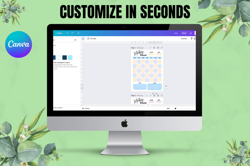 Monthly Planner Printable Canva Template - So Fontsy