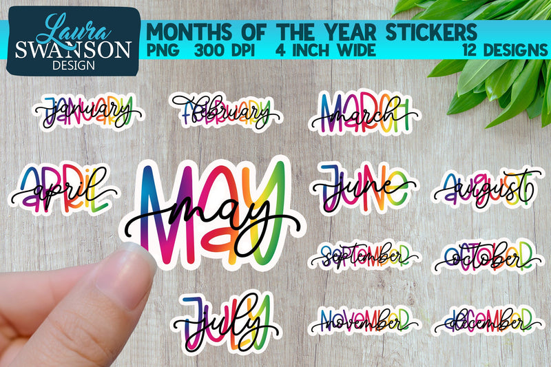 Months of the Year Sticker Bundle | Digital & Print Sticker Set - So Fontsy