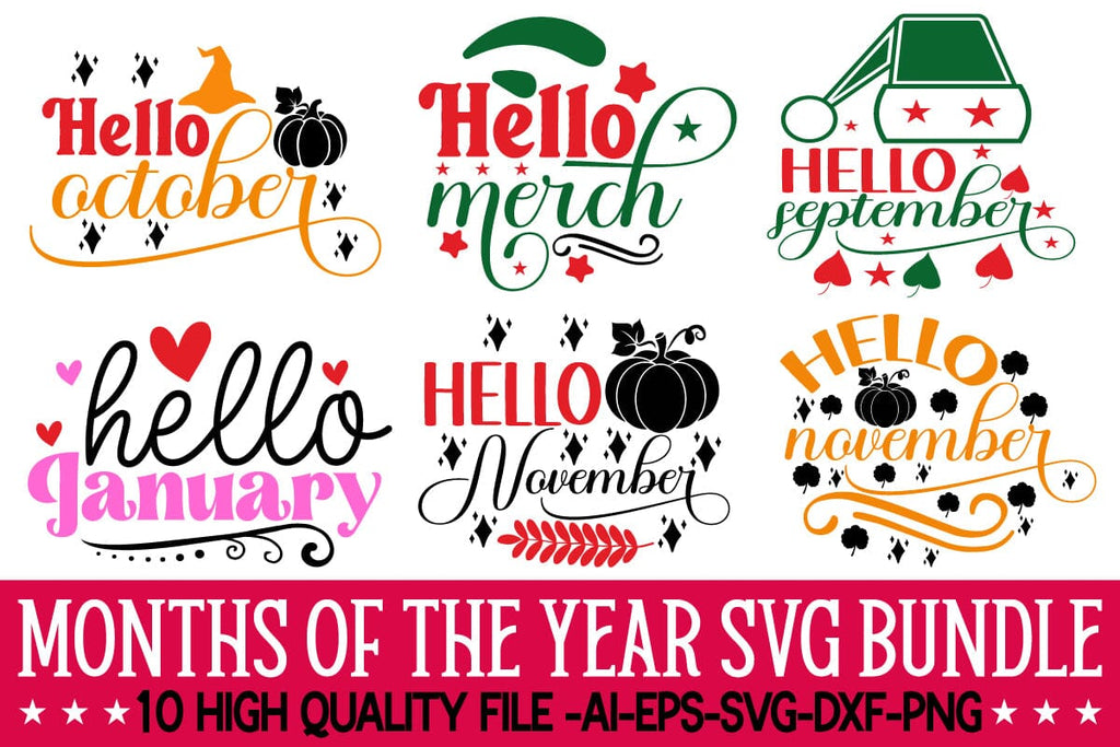 Months of the Year SVG Bundle - So Fontsy