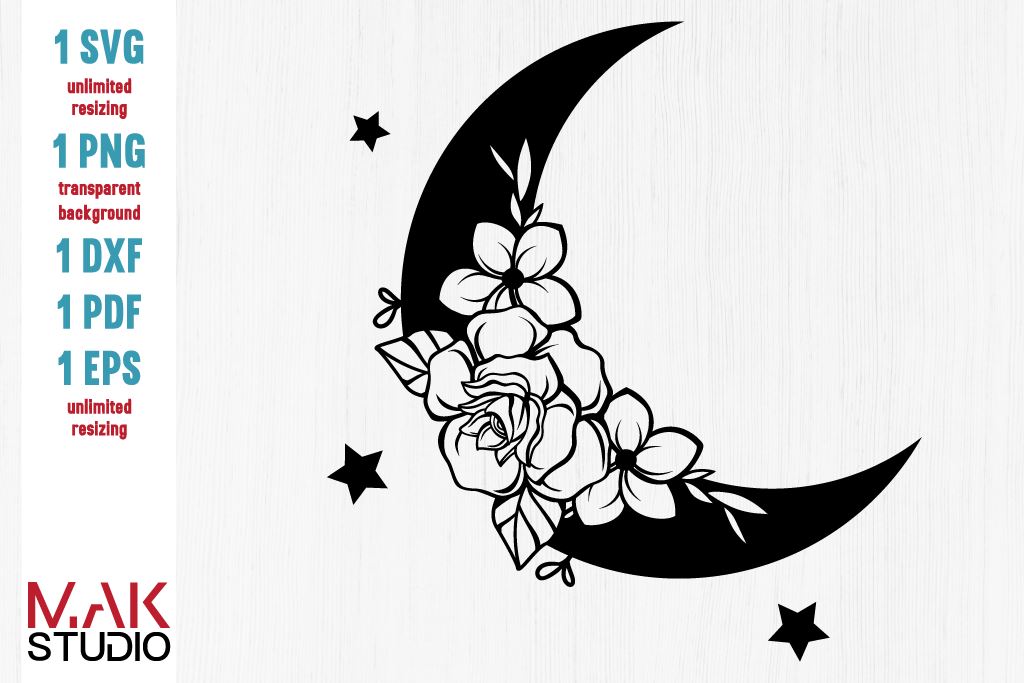 Moon flower svg - Moon flower svg file - Moon floral svg - Moon floral ...