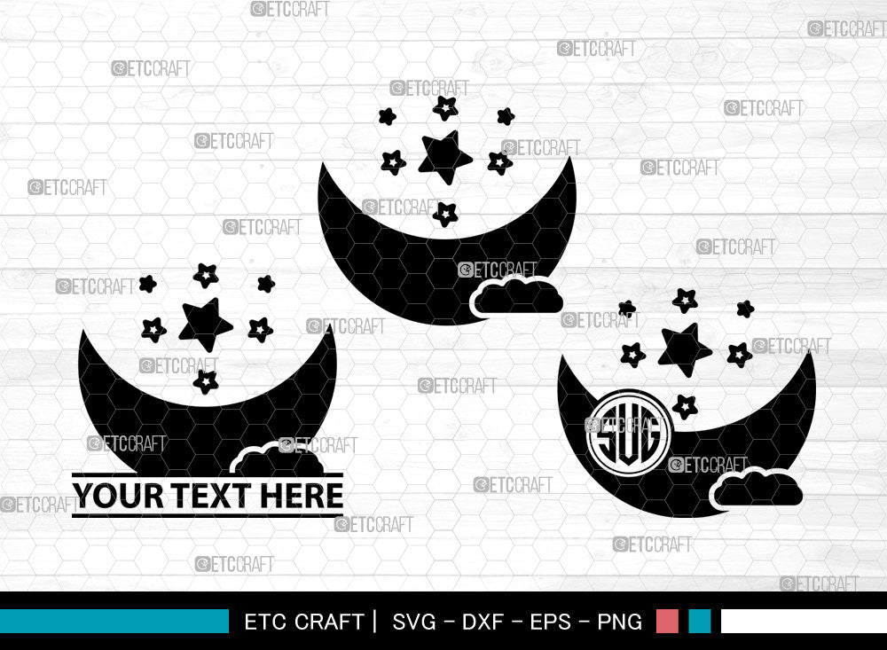 Moon Icons Monogram, Moon Svg, Half Moon Svg, Moons, Aesthetic Moon ...