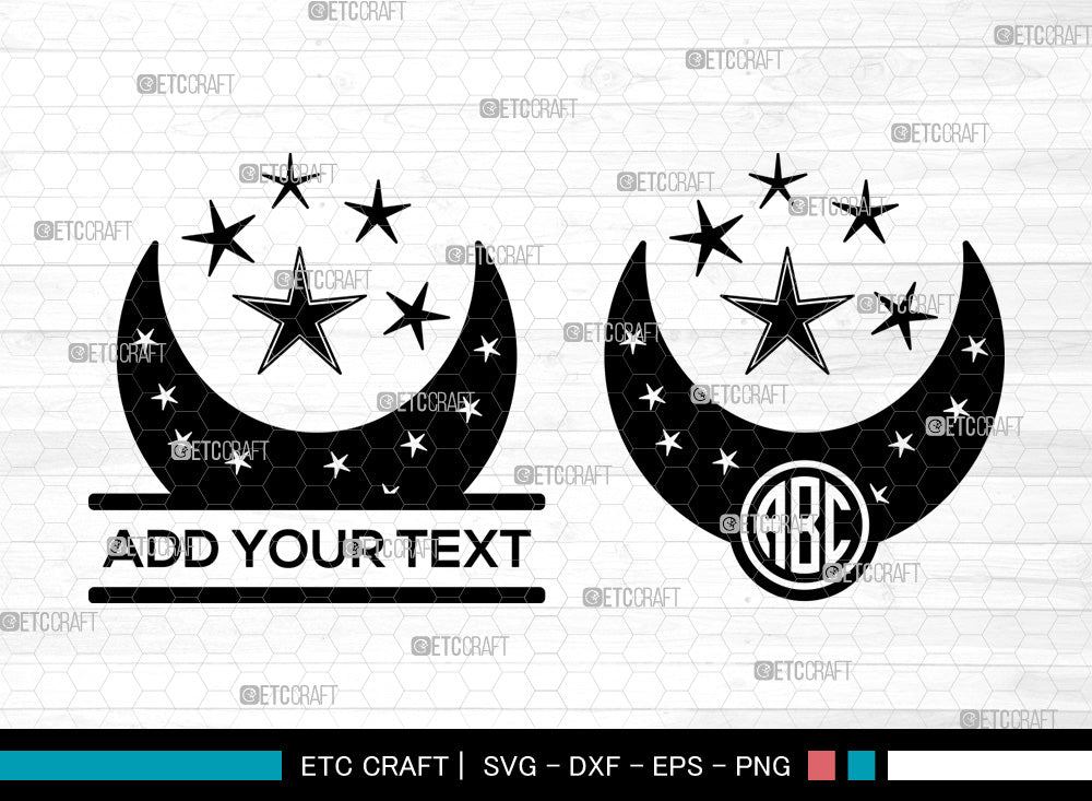 Moon Monogram SVG, Crescent Moon Svg, Half Moon Svg, Star Moon Svg ...
