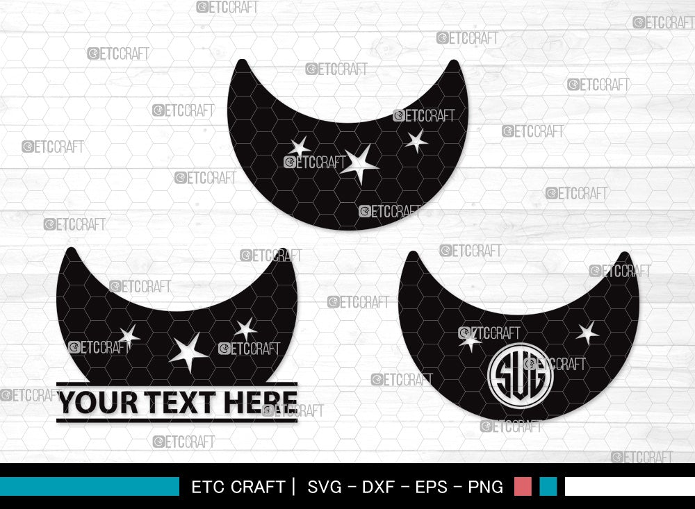 Moon Monogram SVG | Half Moon Svg | Crescent Moon Svg | Star Svg | Moon ...
