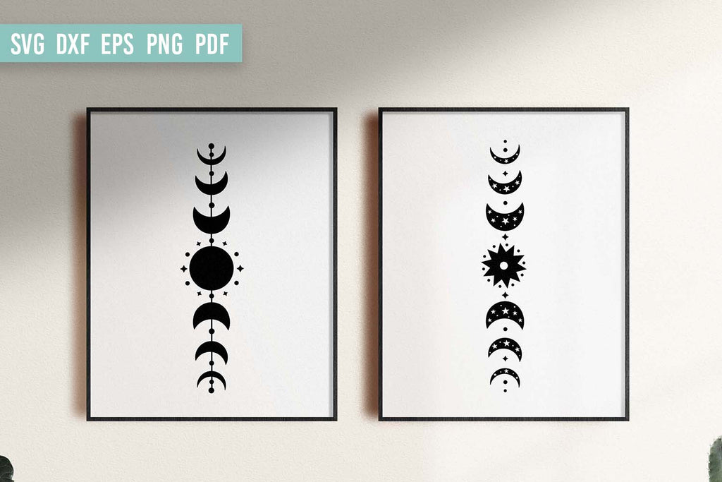 Moon phases bundle SVG | Boho SVG | Magic Celestial Clipart - So Fontsy