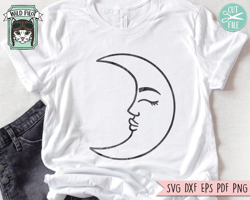 Moon SVG Cut File, Moon PNG, Man in the Moon SVG file, Moon Clipart ...