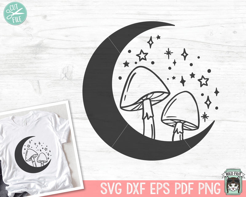 Moon SVG Cut File, Mushroom SVG Cut File, Mystical svg, Celestial SVG ...