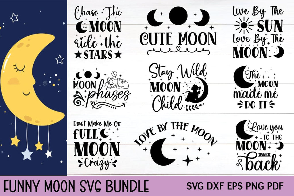 Moon Svg - Moon Silhouette - Moon Cut Files - Moon Svg Bundle - Moon ...
