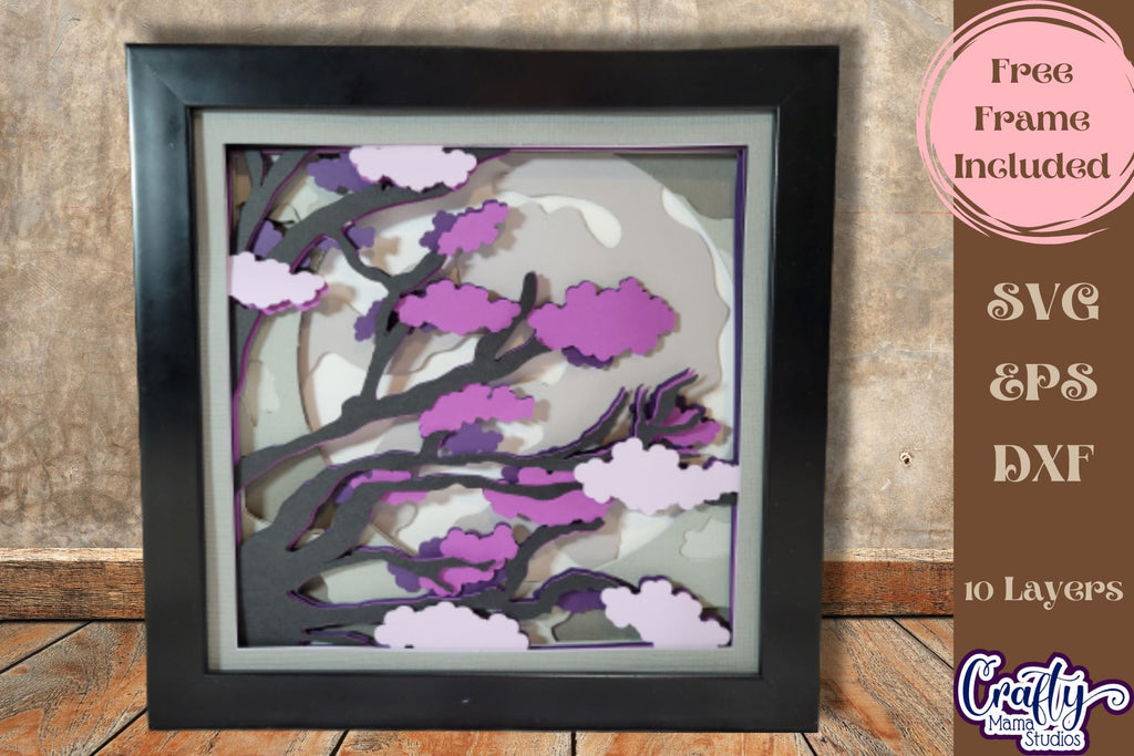 Moon Svg Shadow Box, 3D Layered Moonlit Tree Shadowbox File - So Fontsy