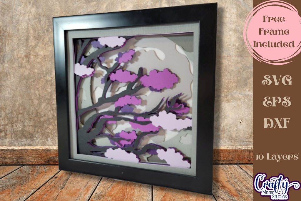 Moon Svg Shadow Box, 3D Layered Moonlit Tree Shadowbox File - So Fontsy