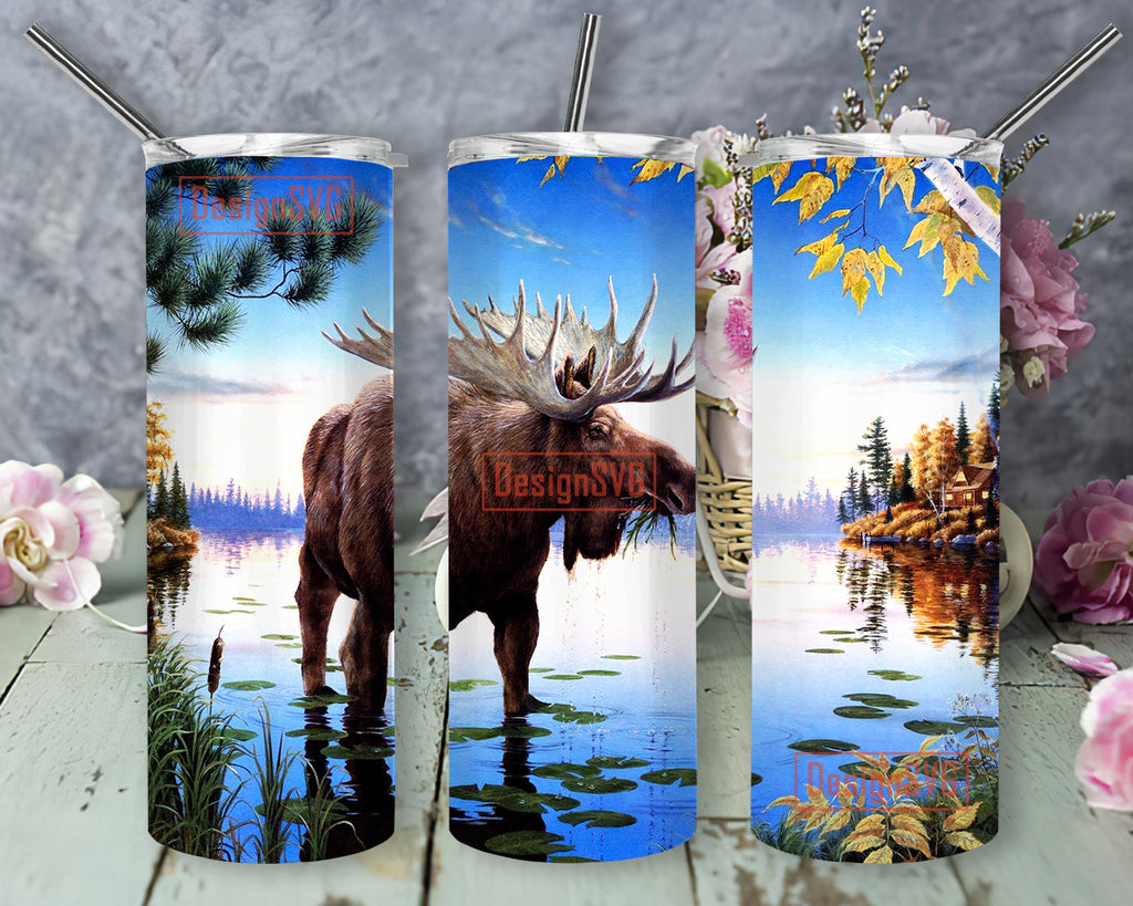 Moose Straight Outdoors, Moose 20oz Skinny Tumbler, Moose Full Wrap ...