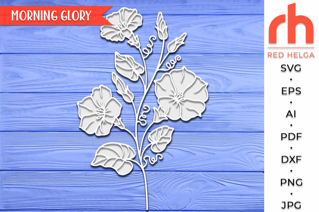 Morning Glory SVG, Ipomoea Cut File, September Birth Plant - So Fontsy