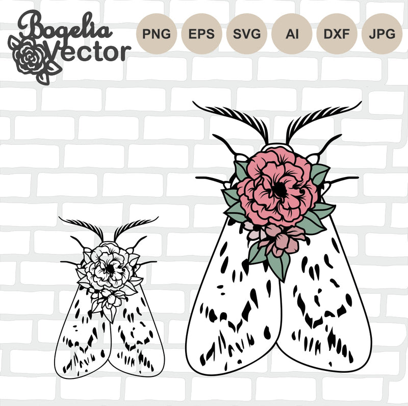 Moth with Flowers Svg, Floral Moth Svg, Moth Svg, Boho Butterfly Svg ...